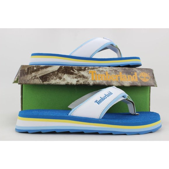 Timberland | Shoes | Gradeschool Slide Flip Flop Whiteblue 62995 | Poshmark